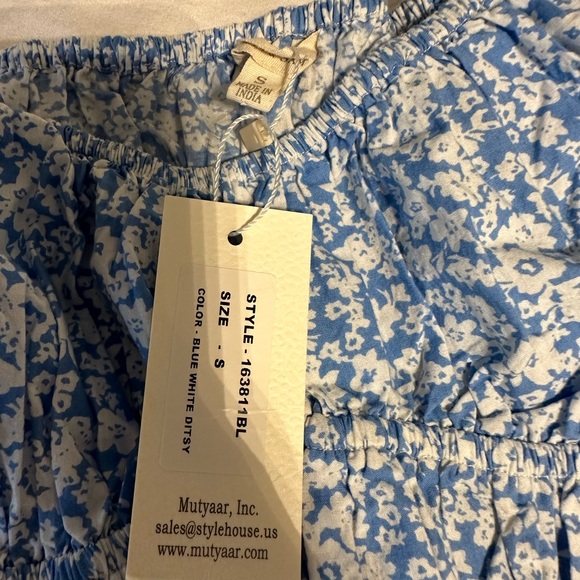 Sim & Sam | Tops | Sim And Sam Small Off The Shoulder Blue Floral Shirt ...